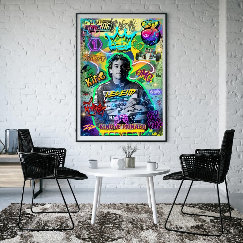 Ayrton Senna Graffiti Art Print, Formula 1 Street Art Poster, F1 Legend ...