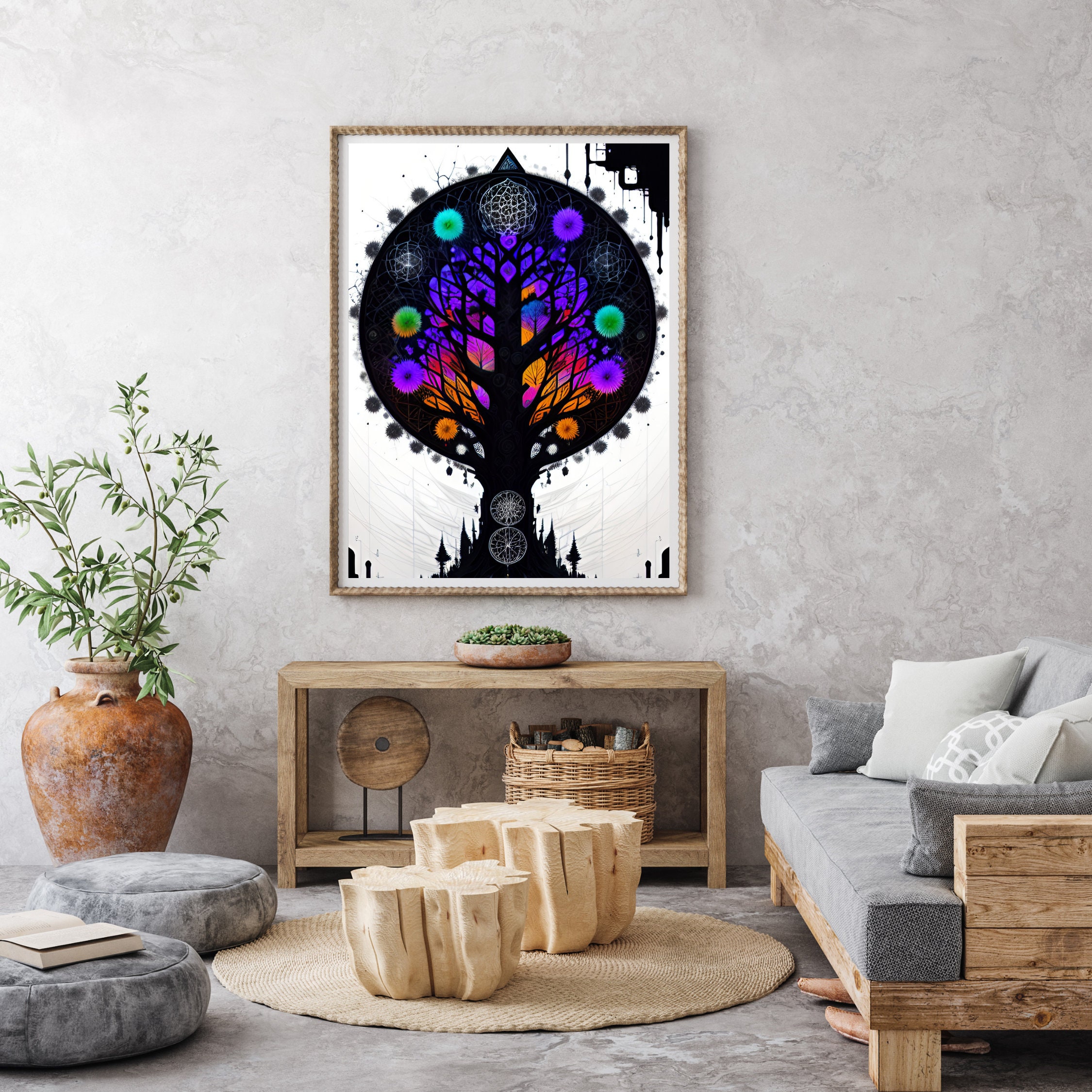 Japanese Tree of Life Japanese Landscape Art Digital Art - Etsy