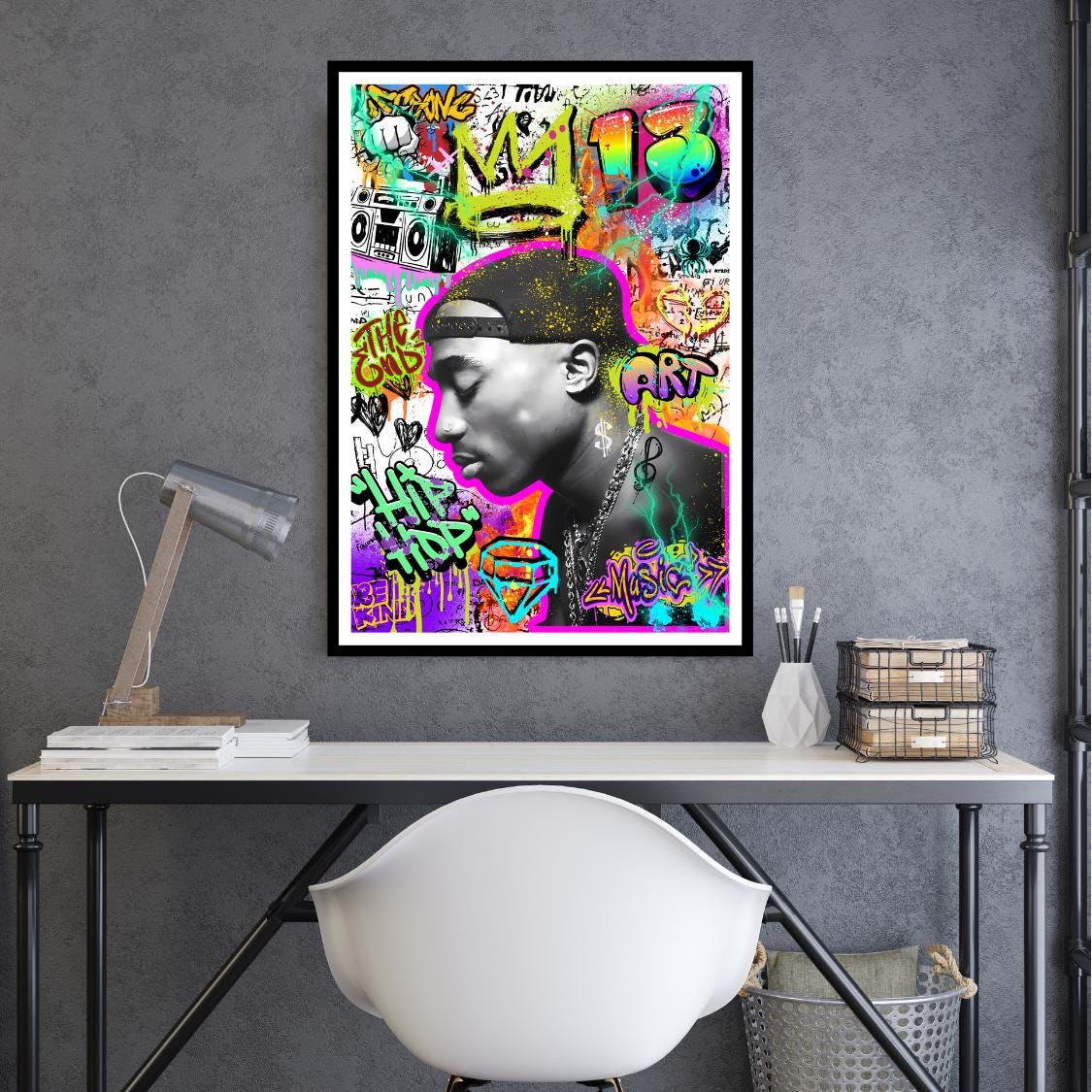 Tupac Shakur Graffiti Wall Art, Tupac Poster, Hip Hop Art Print, Iconic ...