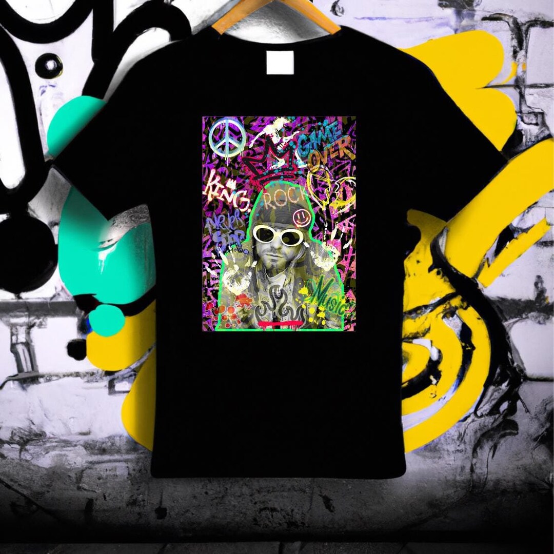 Kurt Cobain Graffiti T-shirt, Kurt Cobain Street Art Shirt, Iconic ...