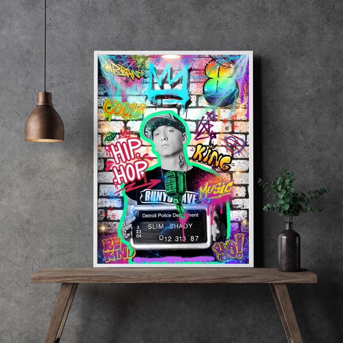 Eminem Graffiti Wall Art, Eminem Poster, Hip Hop Art Print, Iconic Rap ...