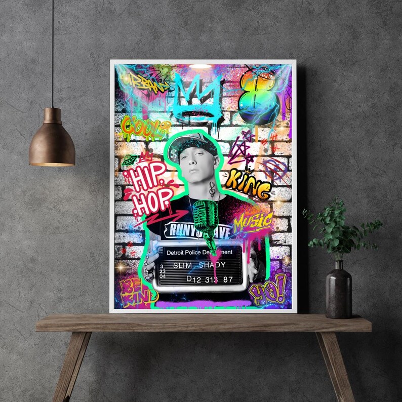 Eminem Graffiti Wall Art, Eminem Poster, Hip Hop Art Print, Iconic Rap ...