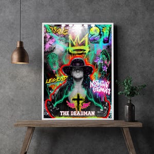 The Undertaker Graffiti Wall Art, Black & White Wrestling Legend Poster ...