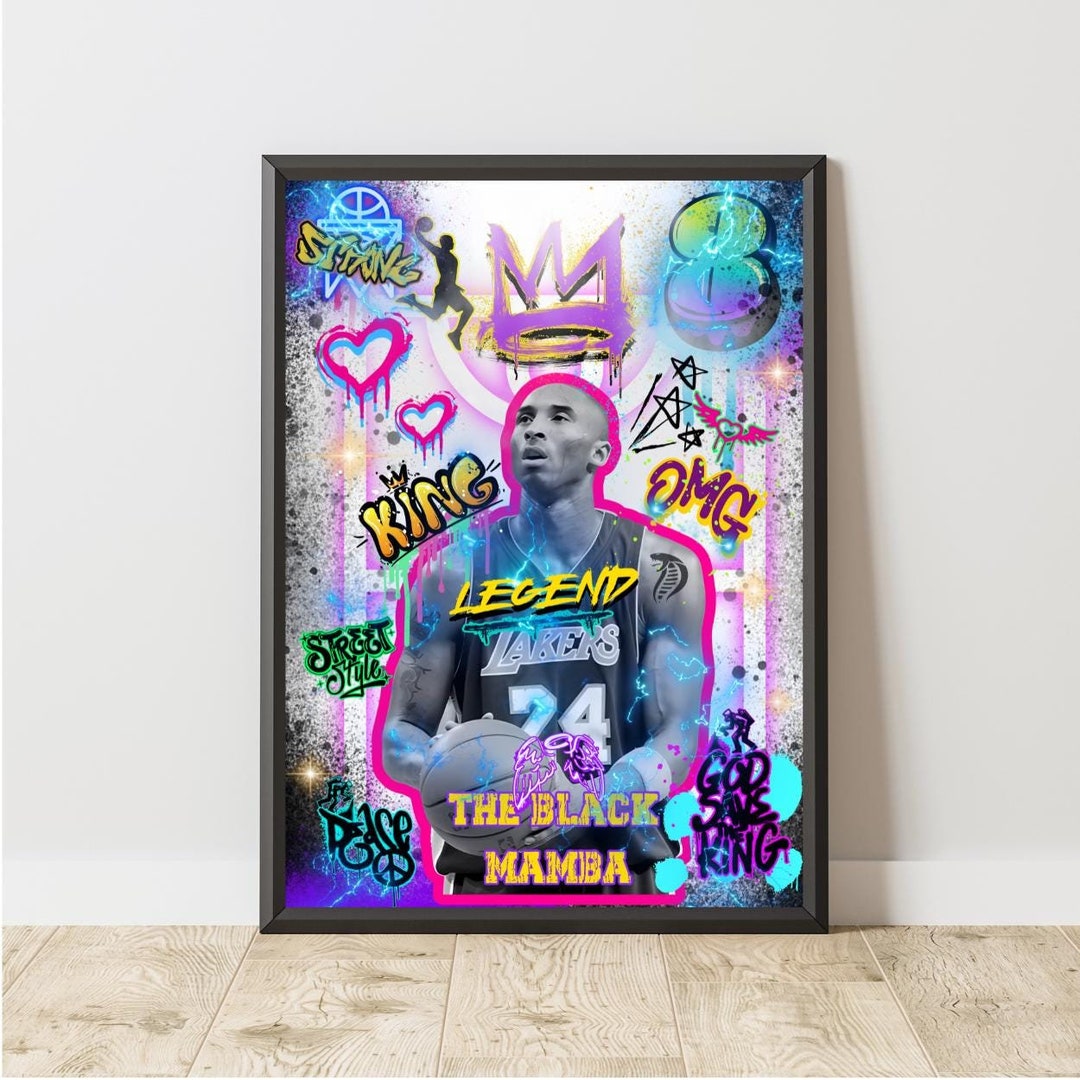 Kobe Bryant Graffiti Wall Art, Kobe Bryant Art Print, Kobe Bryant ...