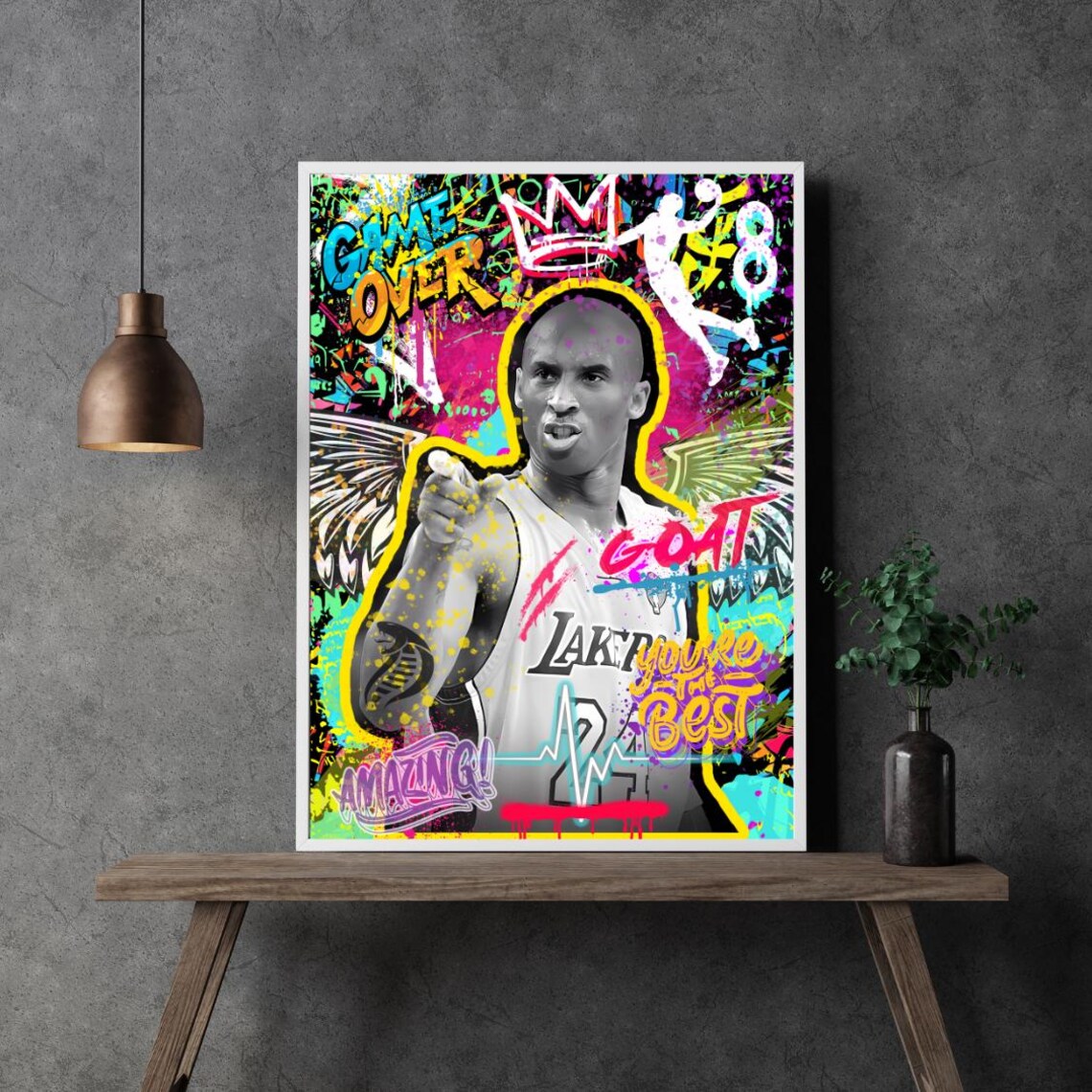 Kobe Bryant Graffiti Wall Art, Kobe Bryant Art Print, Kobe Bryant ...