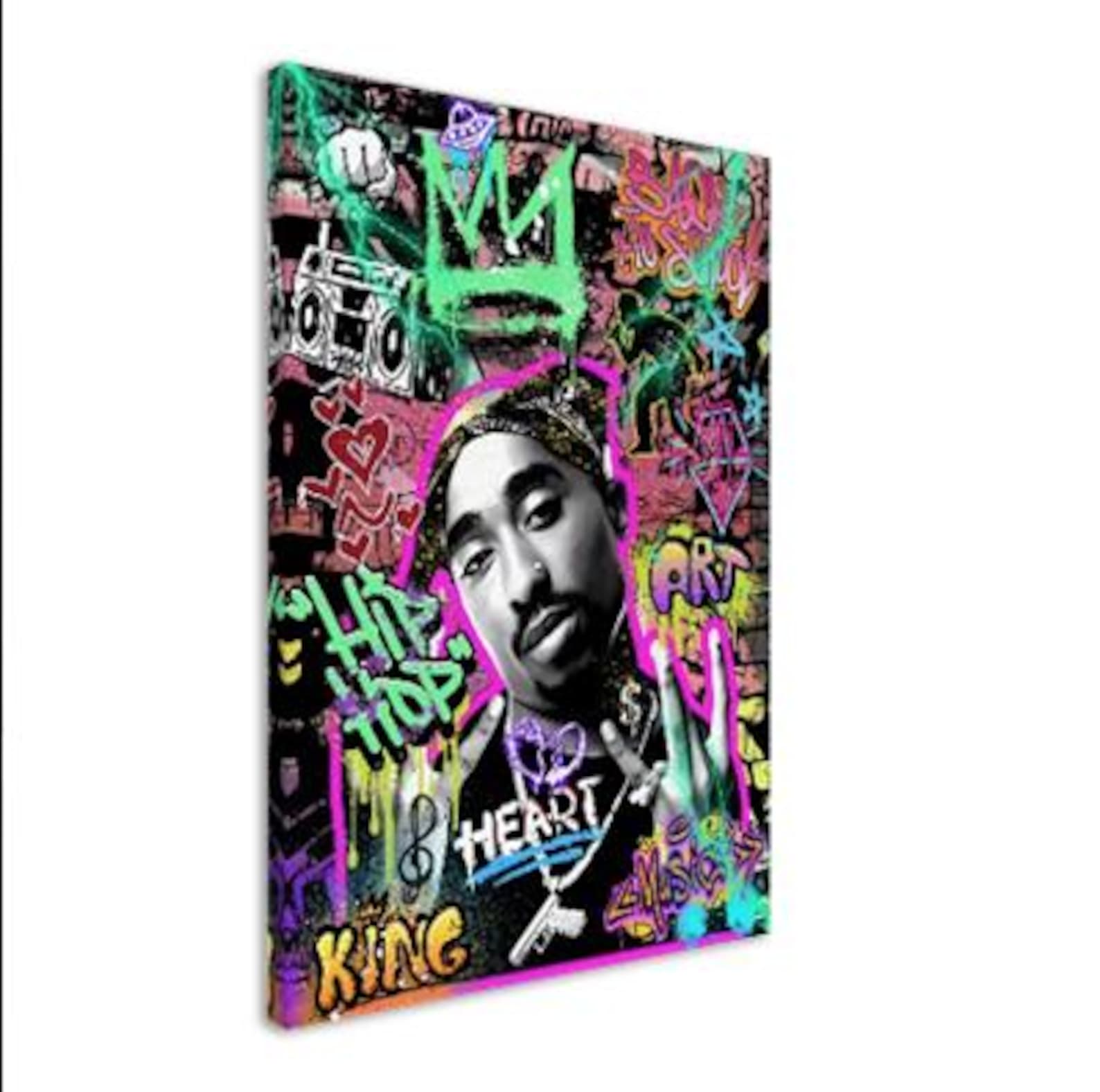 Tupac Shakur Graffiti Wall Art, Tupac Poster, Hip Hop Art Print, Iconic ...