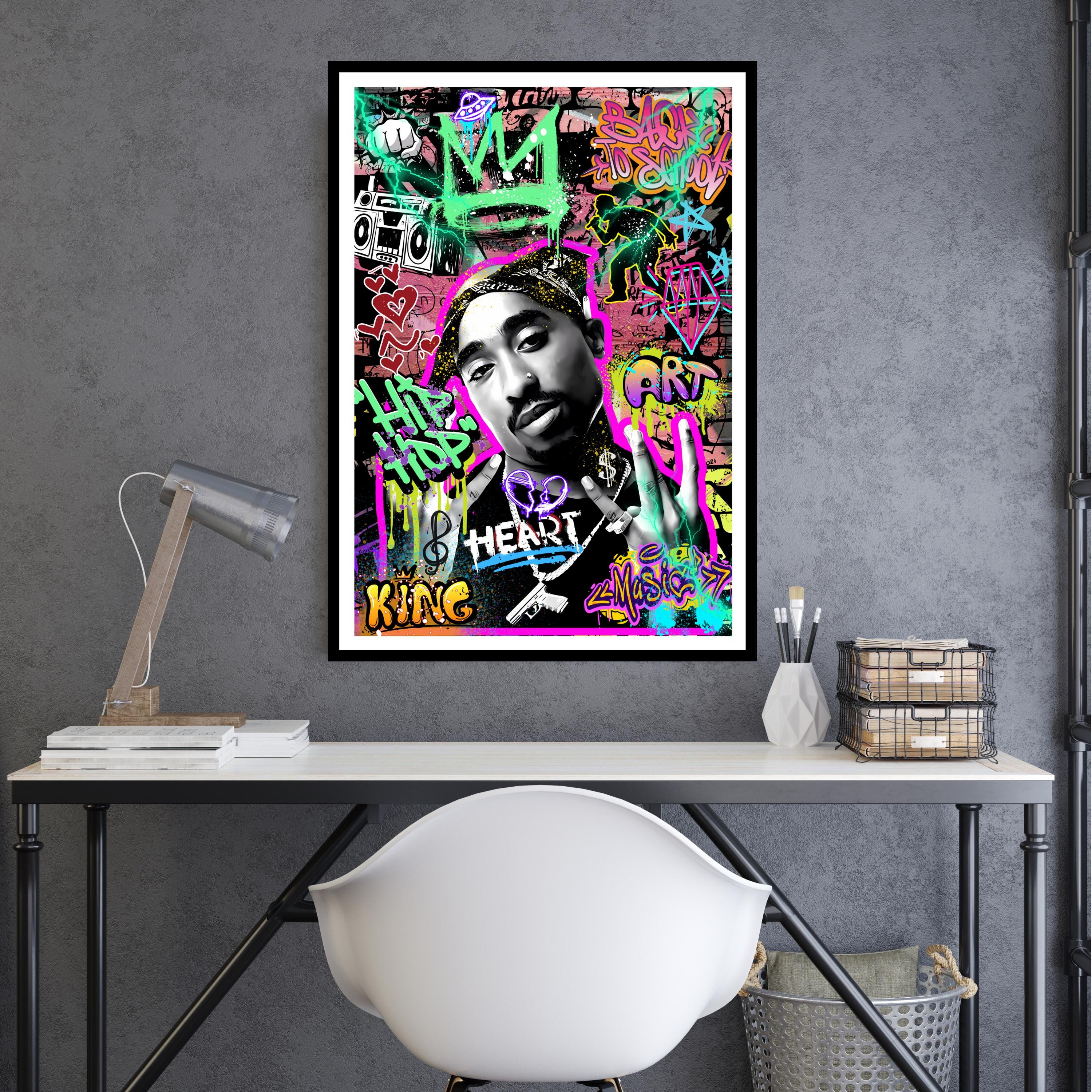 Tupac Shakur Graffiti Wall Art, Tupac Poster, Hip Hop Art Print, Iconic ...