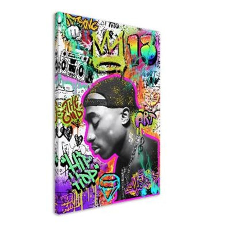 Tupac Shakur Graffiti Wall Art, Tupac Poster, Hip Hop Art Print, Iconic ...