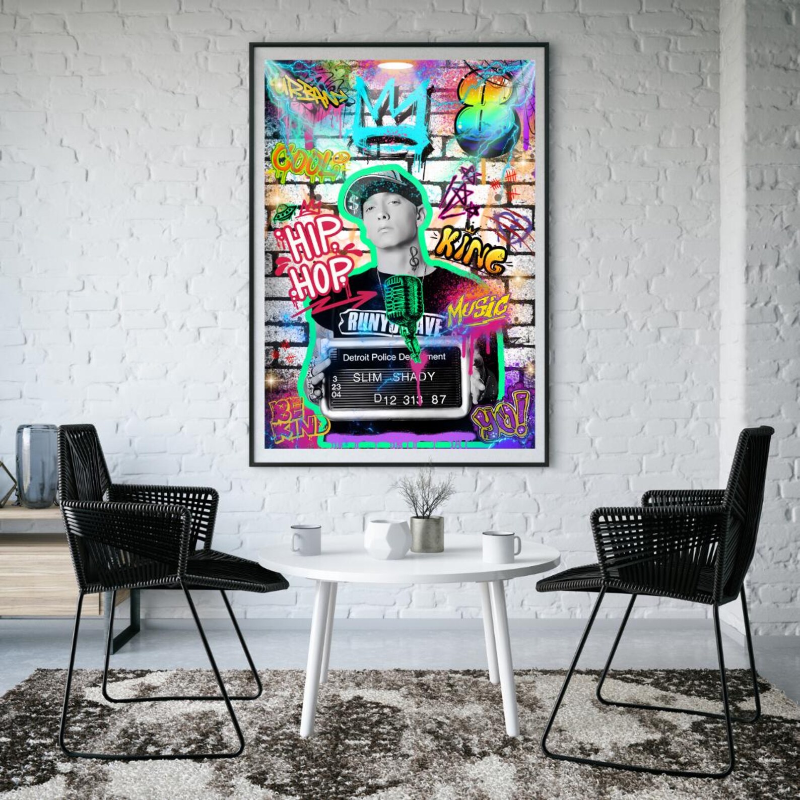 Eminem Graffiti Wall Art, Eminem Poster, Hip Hop Art Print, Iconic Rap ...