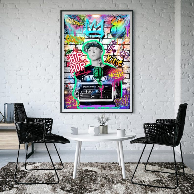 Eminem Graffiti Wall Art, Eminem Poster, Hip Hop Art Print, Iconic Rap ...