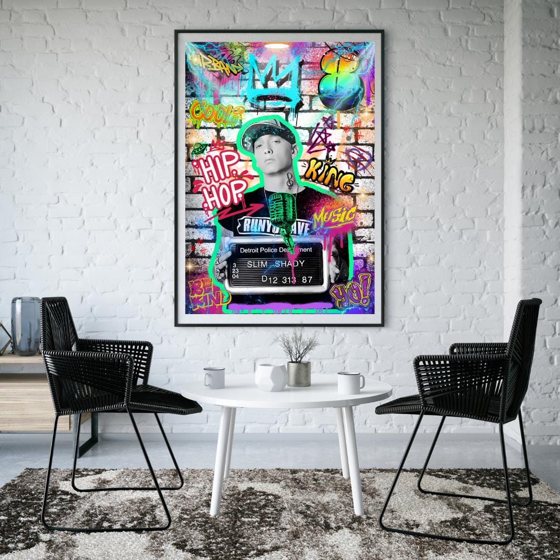 Eminem Graffiti Wall Art, Eminem Poster, Hip Hop Art Print, Iconic Rap ...