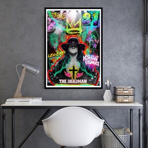 The Undertaker Graffiti Wall Art, Black & White Wrestling Legend Poster ...