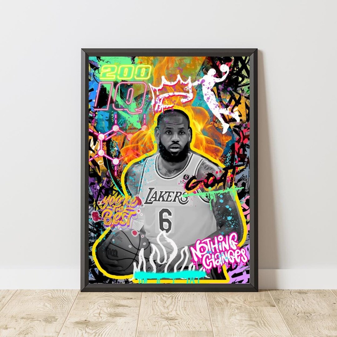 Lebron James Graffiti Wall Art, Lebron James Poster, Basketball Poster ...