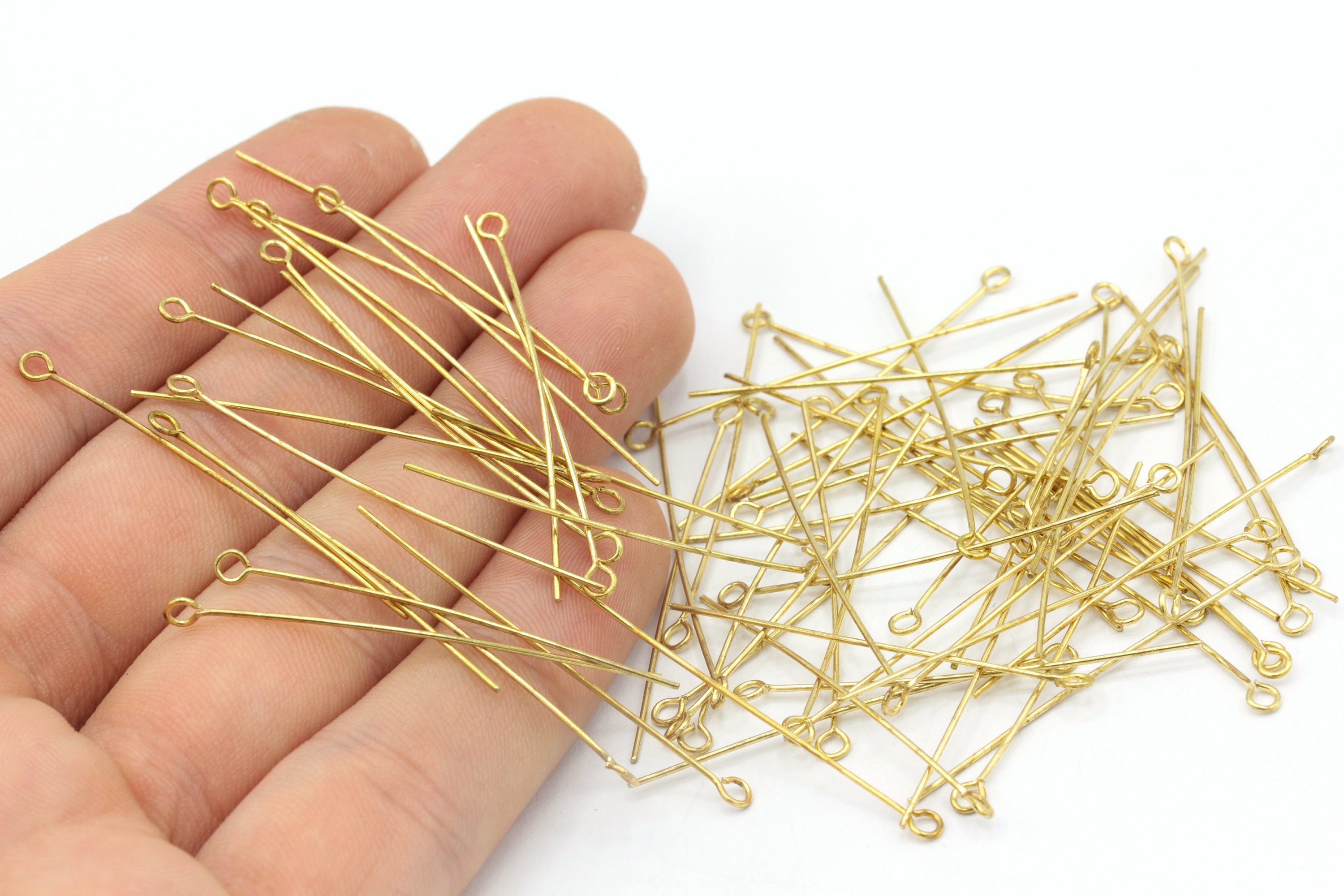 100 Pcs 23 Ga 40mm Brass Eye Pin Gold Tone Eye Pin Jewelry - Etsy