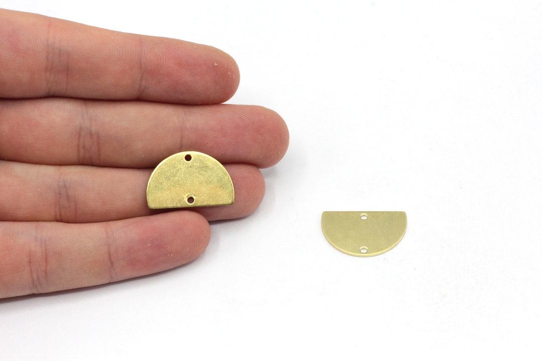 14x22mm Raw Brass Half Circle Charm, Semi Circle Charm, Semi Circle ...