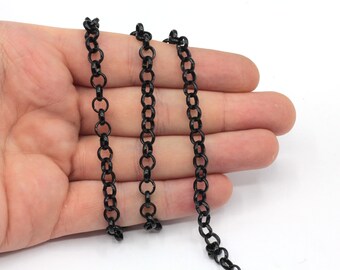 5mm Black Plated Rolo Chain, Black Round Link Chain, Rolo Link Chain ...