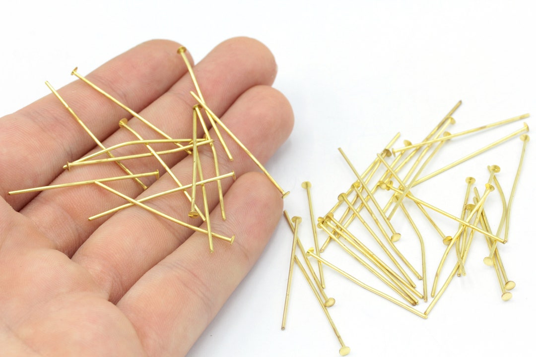 100 Pcs 20 Ga 35mm Brass Flat Pin, Gold Tone Flat Pin, Jewelry Makings ...