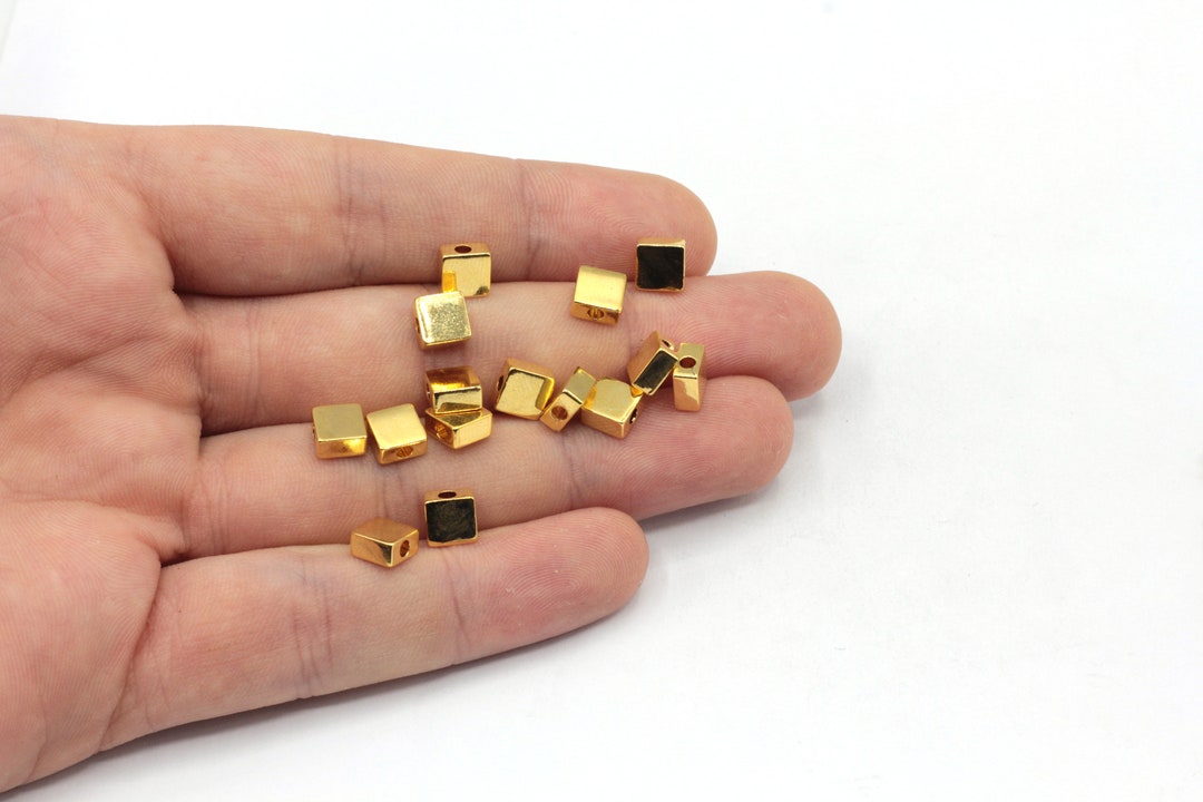 6mm Gold Plated Mini Square Beads Gold Square Beads Bracelet - Etsy