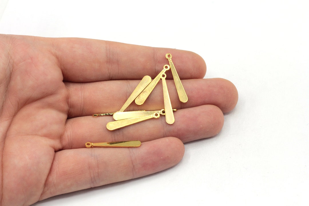 4x25mm Shiny Gold Plated Stick Bar Charm, Flat Stick Bar, Earring ...
