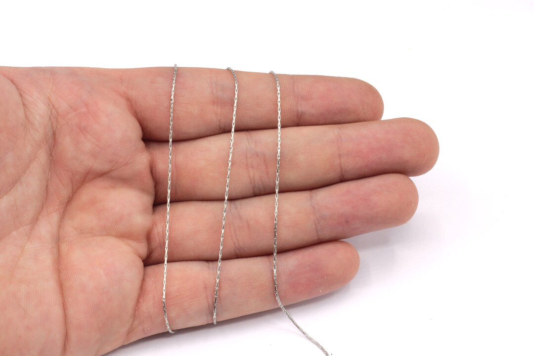 0.7mm Rhodium Tiny Snake Chain, Rhodium Cable Chain, Dainty Chain ...