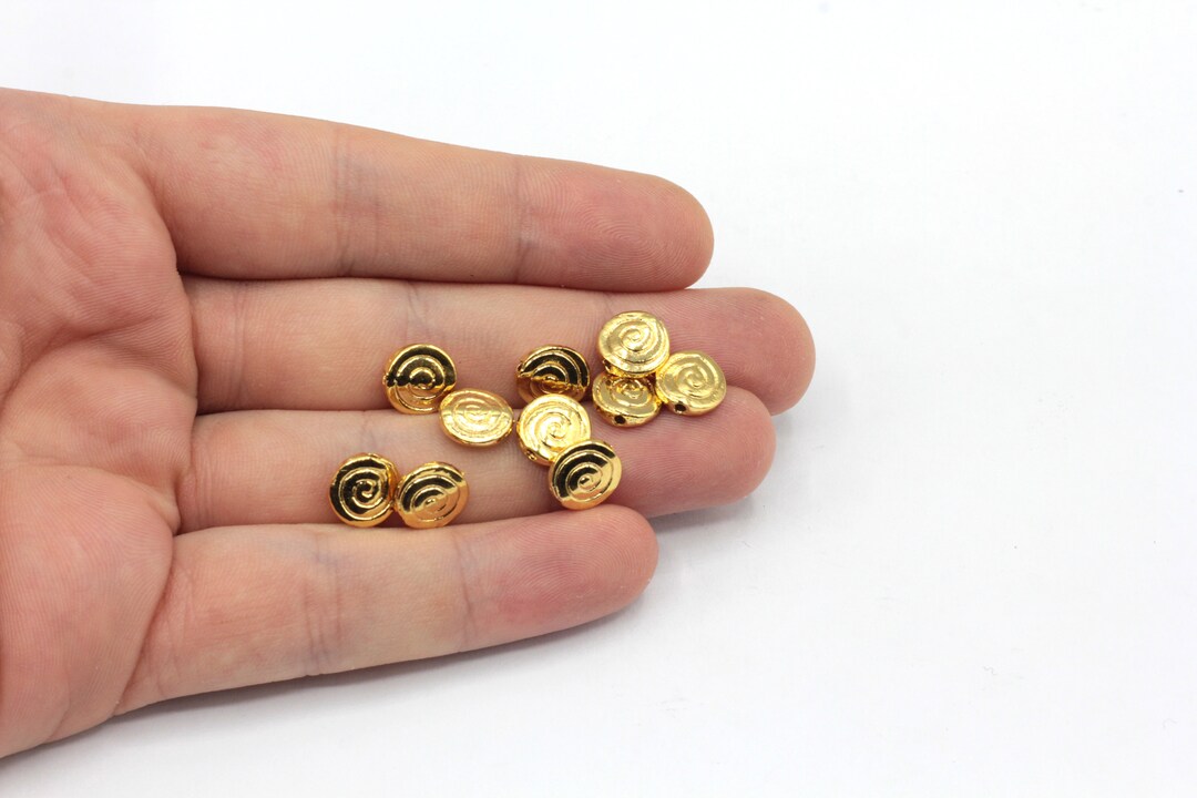 9mm Gold Plated Snail Beads, Gold Spiral Beads, Bracelet Connector ...