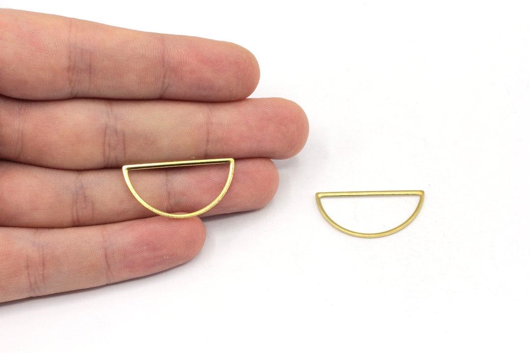 14x28mm Brass Half Circular Charm, Blank Semi Round Connector, Half ...