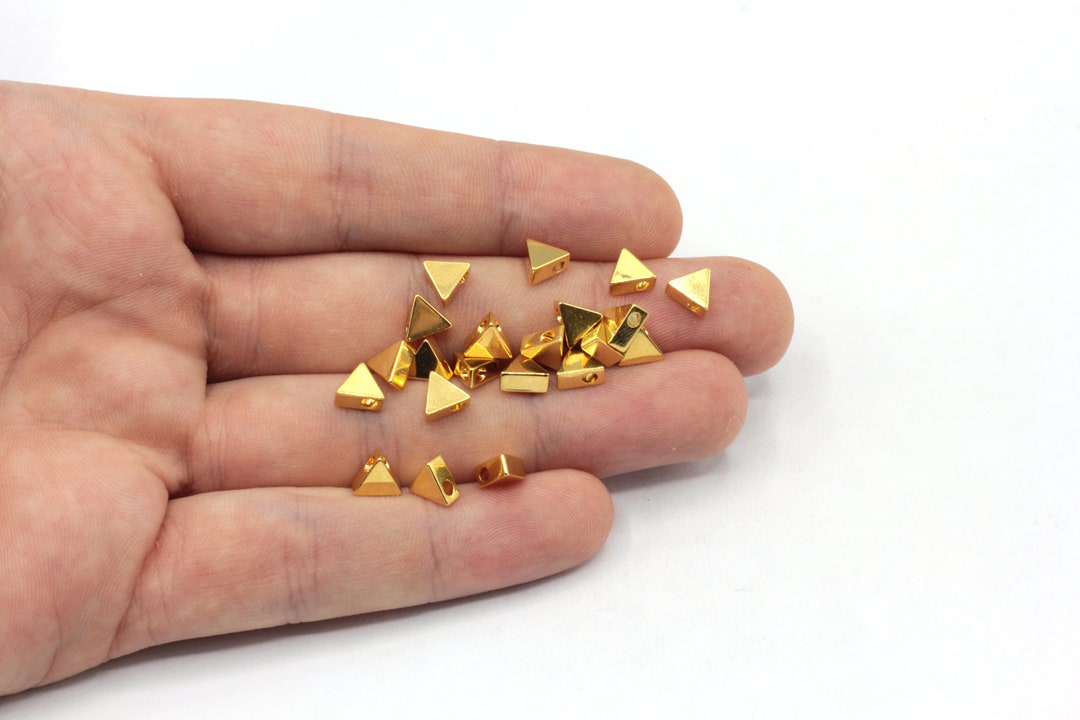 6mm Gold Plated Mini Triangle Beads, Gold Triangle Beads, Bracelet ...
