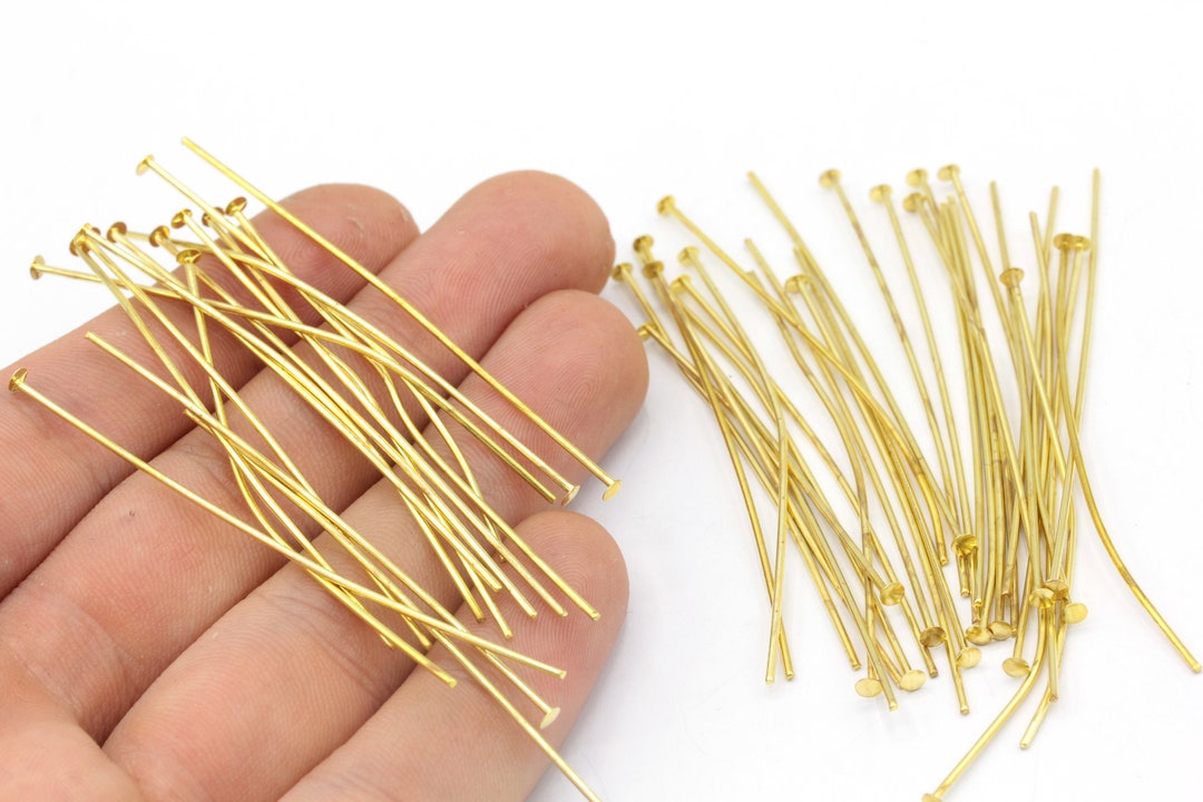 50 Pcs 20 Ga 60mm Brass Flat Pin, Gold Tone Flat Pin, Jewelry Makings ...