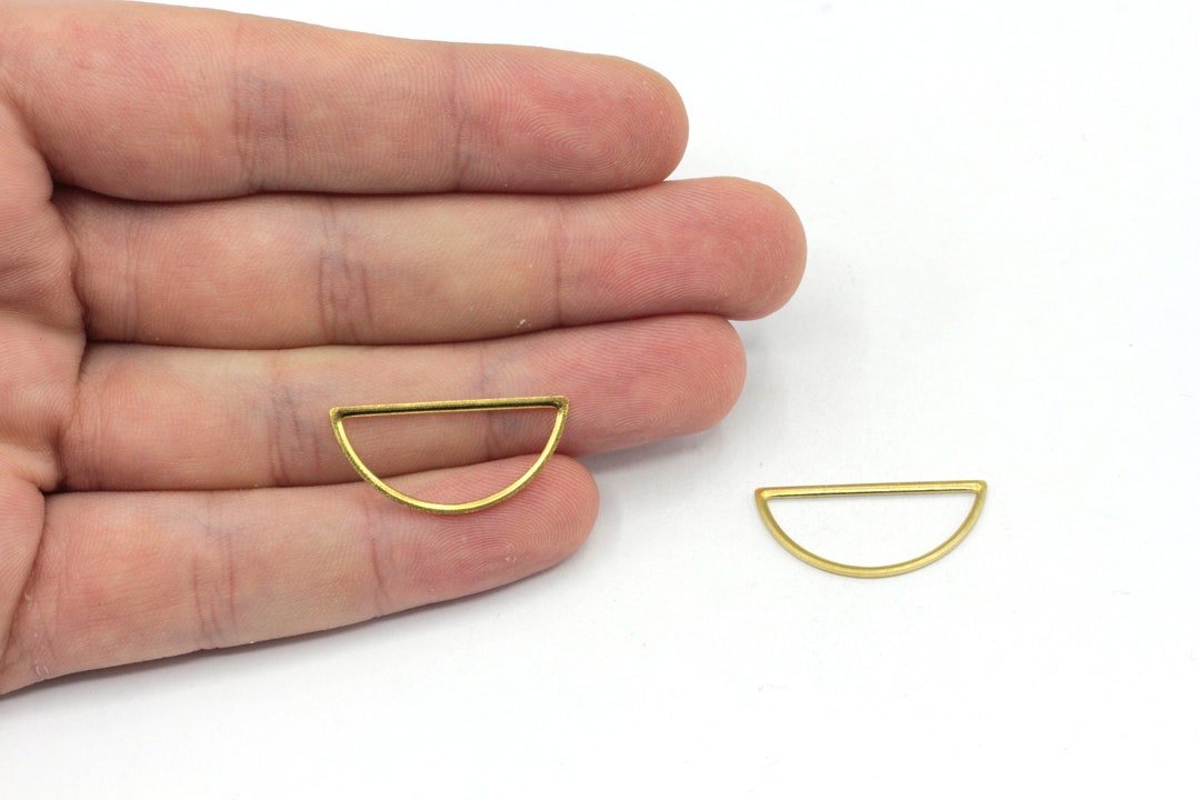 12x26mm Brass Half Circular Charm, Blank Semi Round Connector, Half ...