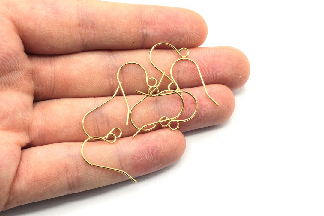 22mm Gold Earring Wires, Fish Hook Wires, Ear Wire, French Hook, Gold ...