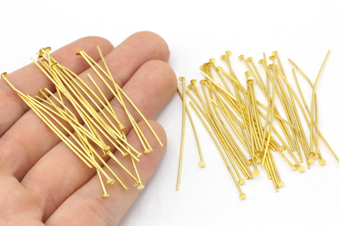 100 Pcs 20 Ga 50mm Brass Flat Pin, Gold Tone Flat Pin, Jewelry Makings ...