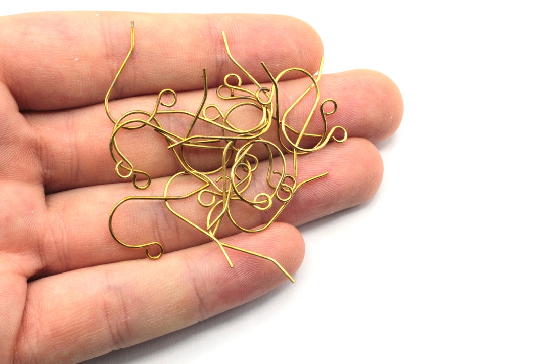 22mm Brass Earring Wires, Fish Hook Wires, Ear Wire, French Hook, Brass ...