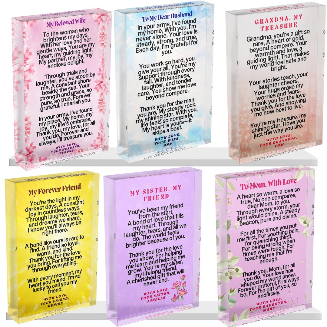 Appreciation Glass Poem Plaques, Custom Appreciation Gifts for Mom, Dad ...