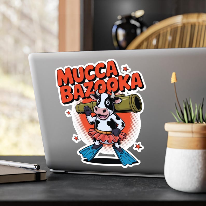 Mucca Bazooka Sticker | Italian Brainrot Meme Cow | Funny Animal Meme ...