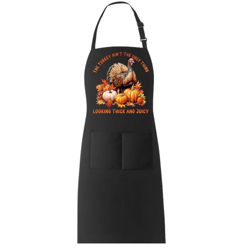Thanksgiving Humor: Funny Graphics Black Cotton Apron With Pockets ...