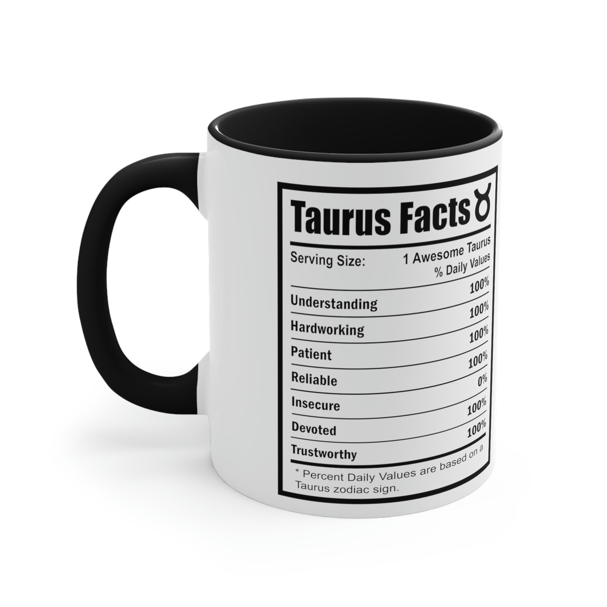 Taurus Zodiac Sign, Birthday Gift Ideas, Nutritional Facts Mug, Fun ...