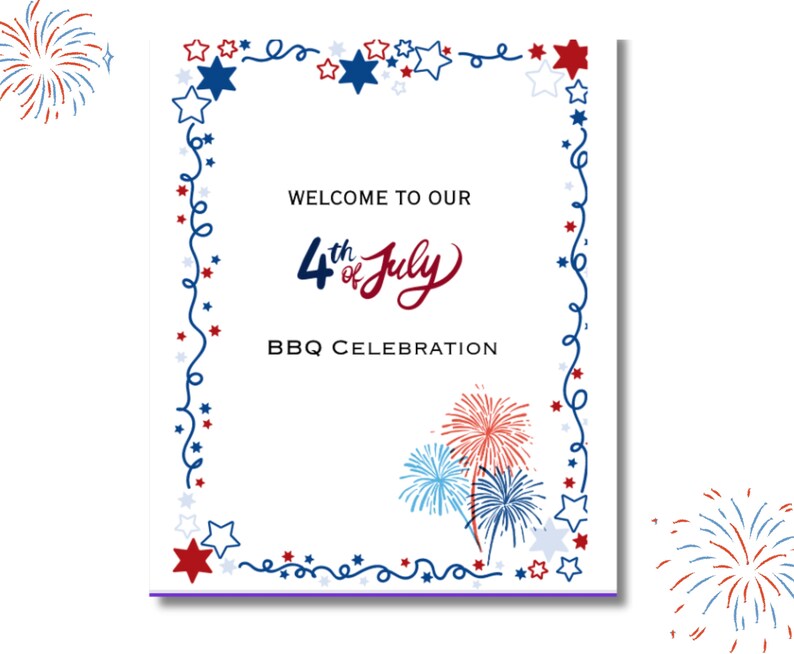 Fourth of July BBQ Digital Sign Poster Ready to Print, Instant Download ...