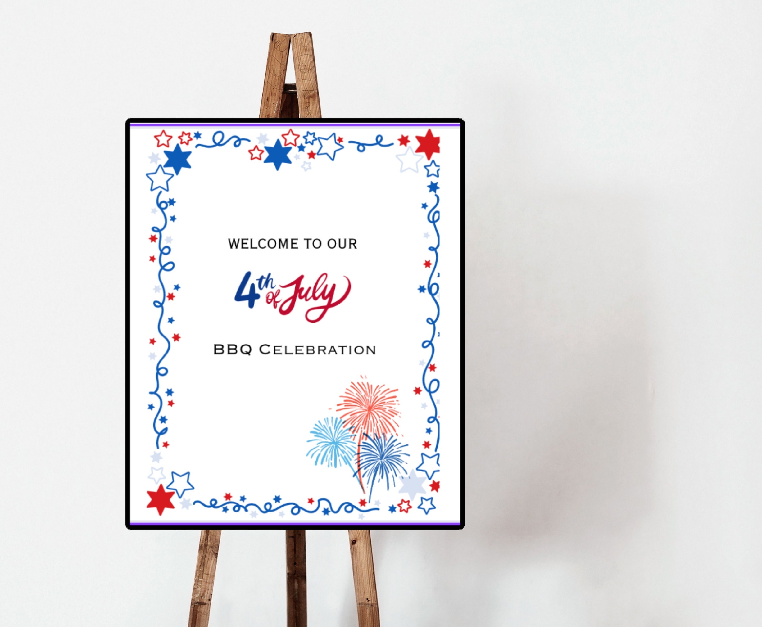 Fourth of July BBQ Digital Sign Poster Ready to Print, Instant Download ...