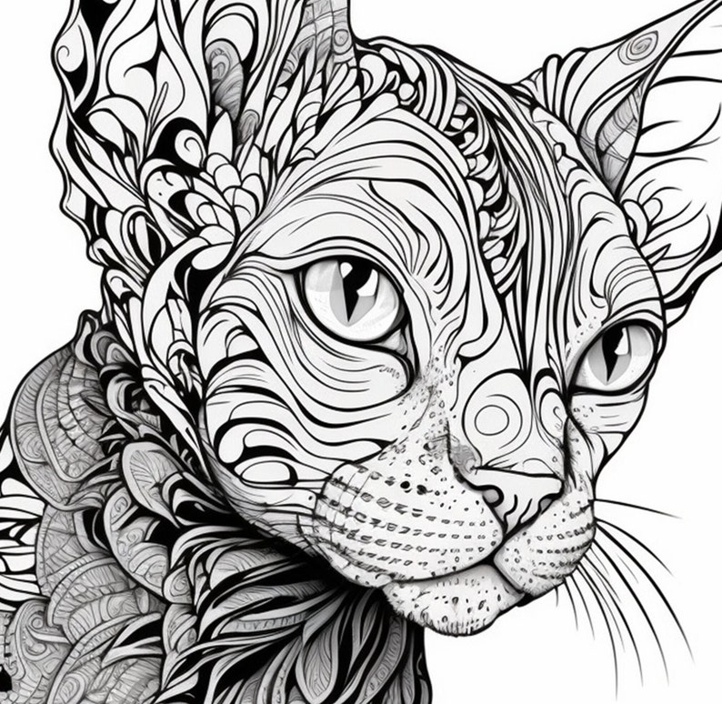 6 Coloring Pages of Sphynx Cat Mandela Style Printable - Etsy