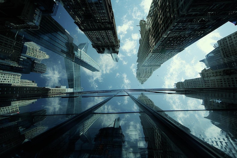Chicago Loop Architecture Print – Street-level View With Mirrored Glass ...