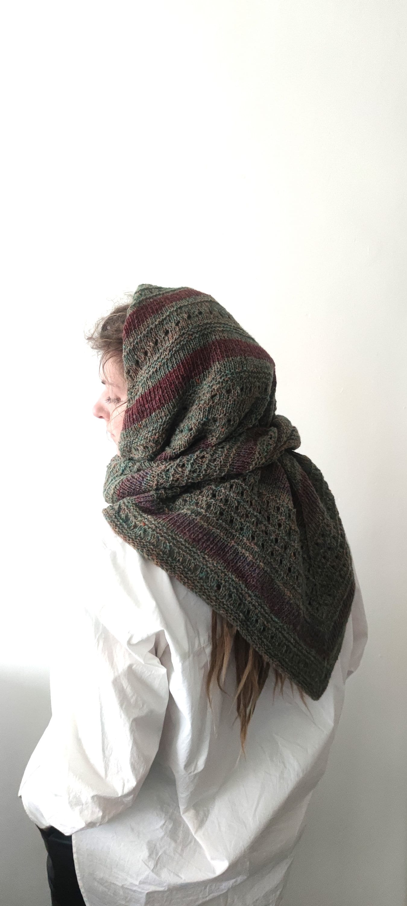 Large Sheep Wool Triangular Scarf, Triangular Palatine, Hand Knitted ...