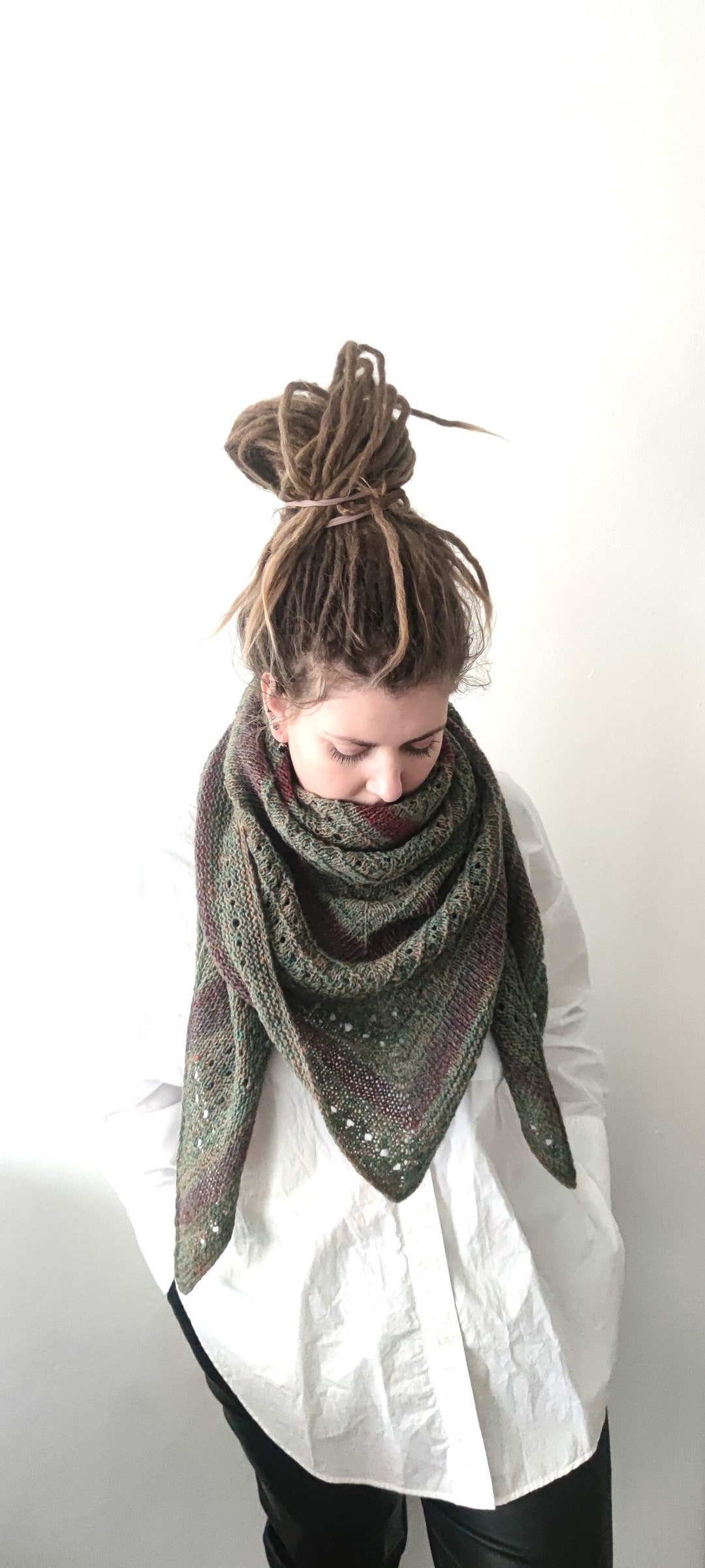 Large Sheep Wool Triangular Scarf, Triangular Palatine, Hand Knitted ...