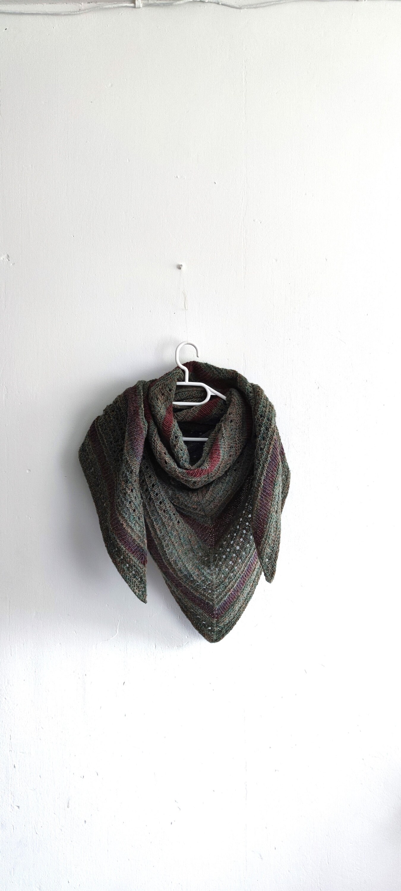 Large Sheep Wool Triangular Scarf, Triangular Palatine, Hand Knitted ...