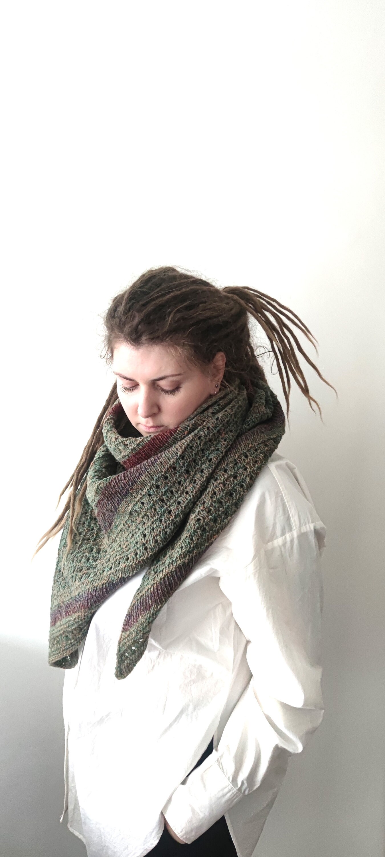 Large Sheep Wool Triangular Scarf, Triangular Palatine, Hand Knitted ...