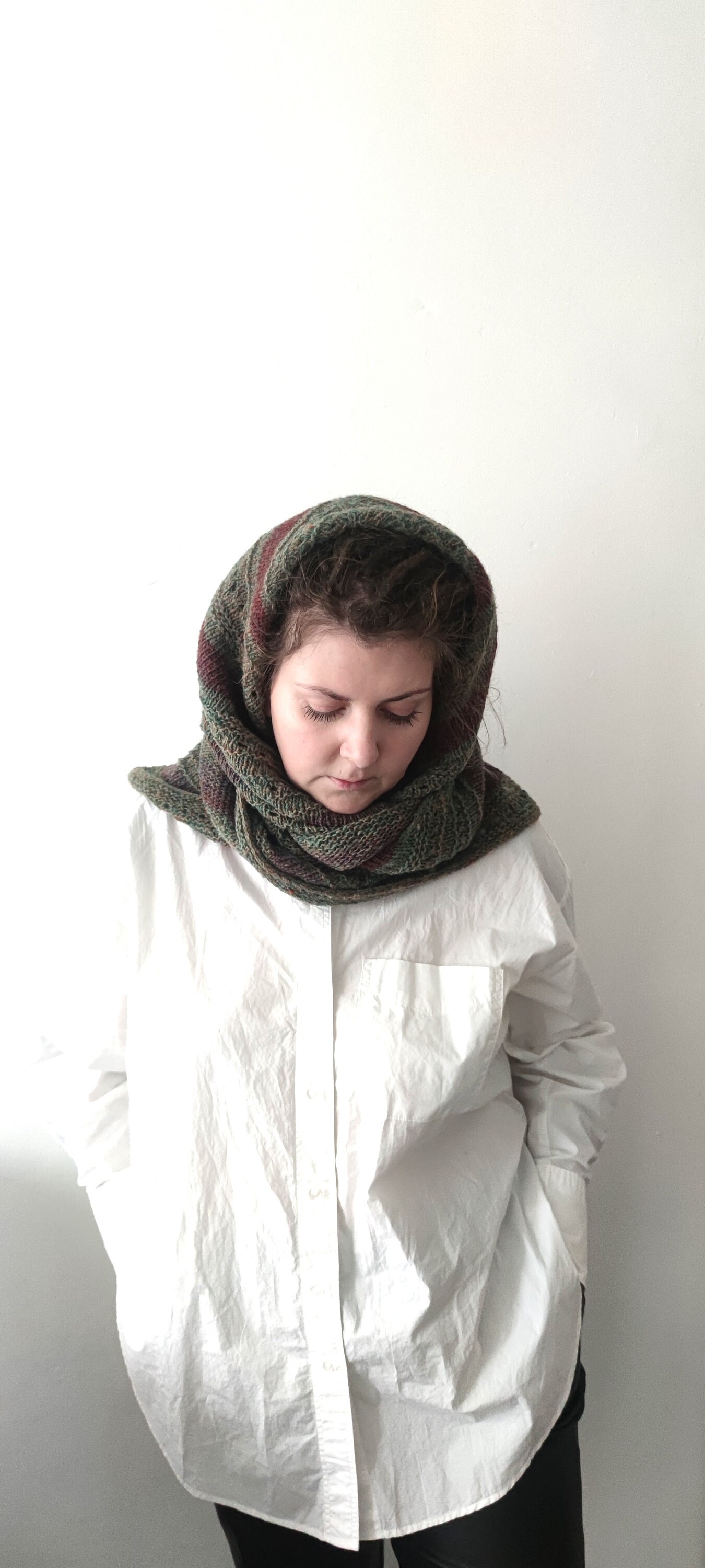Large Sheep Wool Triangular Scarf, Triangular Palatine, Hand Knitted ...