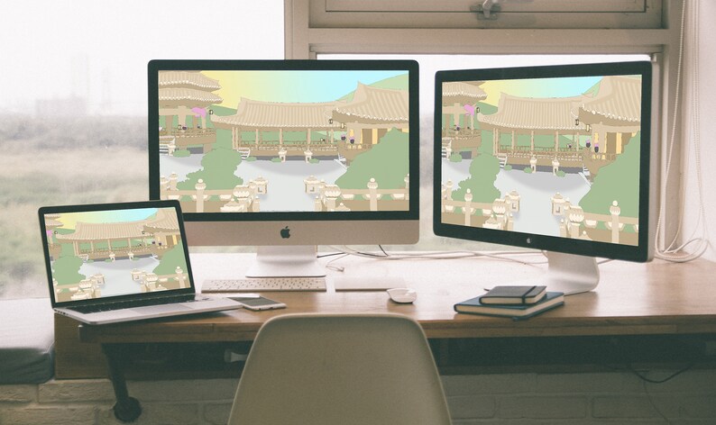 Cute Korean Courtyard Laptop, Desktop, Tablet and Phone Wallpaper ...