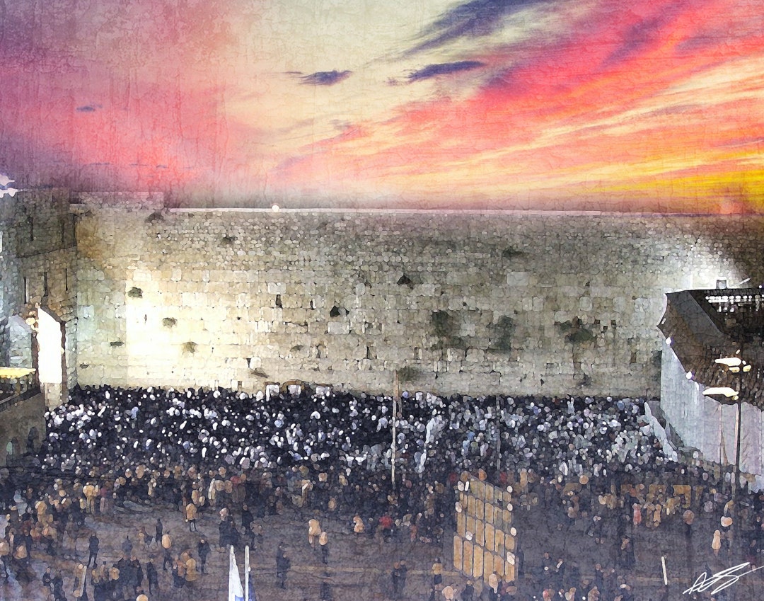 Sunset at the Kotel- Museum Quality Print on Canvas (comes Ready to ...