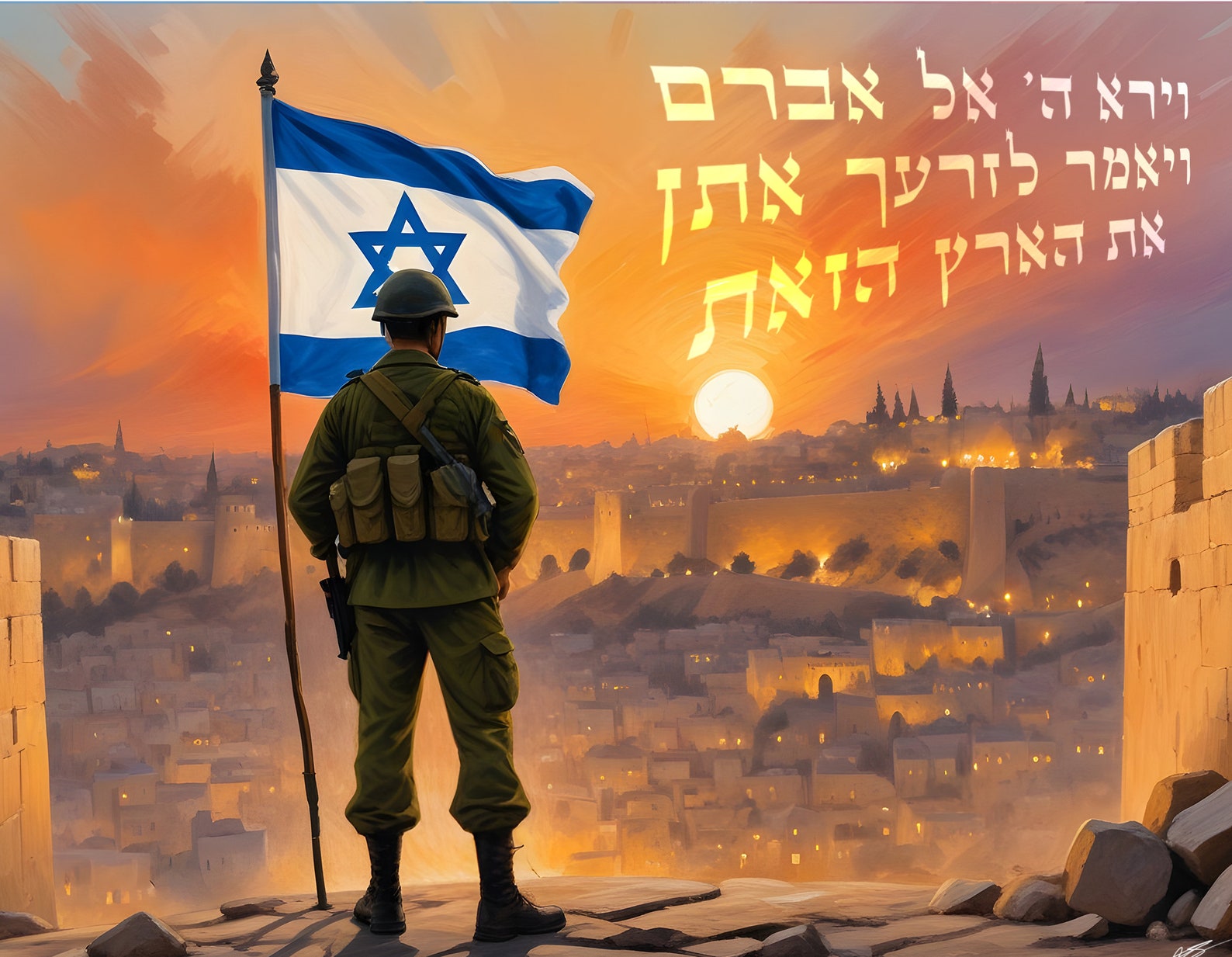 Israeli Soldier Overlooking Jerusalem Canvas Art | Museum Quality Print ...