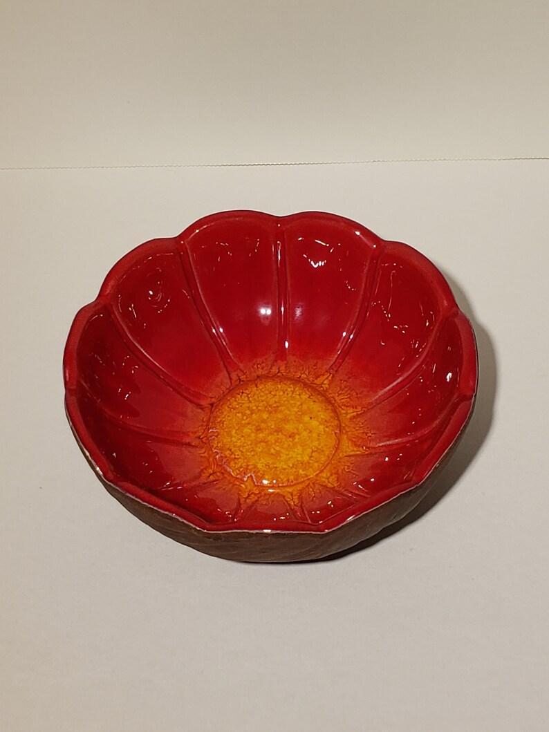 Treasure Craft Hawaiian Ceramic red Hibiscus Bowl Vintage USA Pottery ...