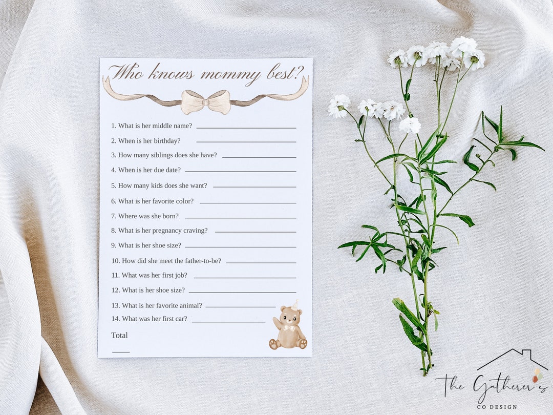 Juego de baby shower quién conoce mejor a mamá Descarga - Etsy México
